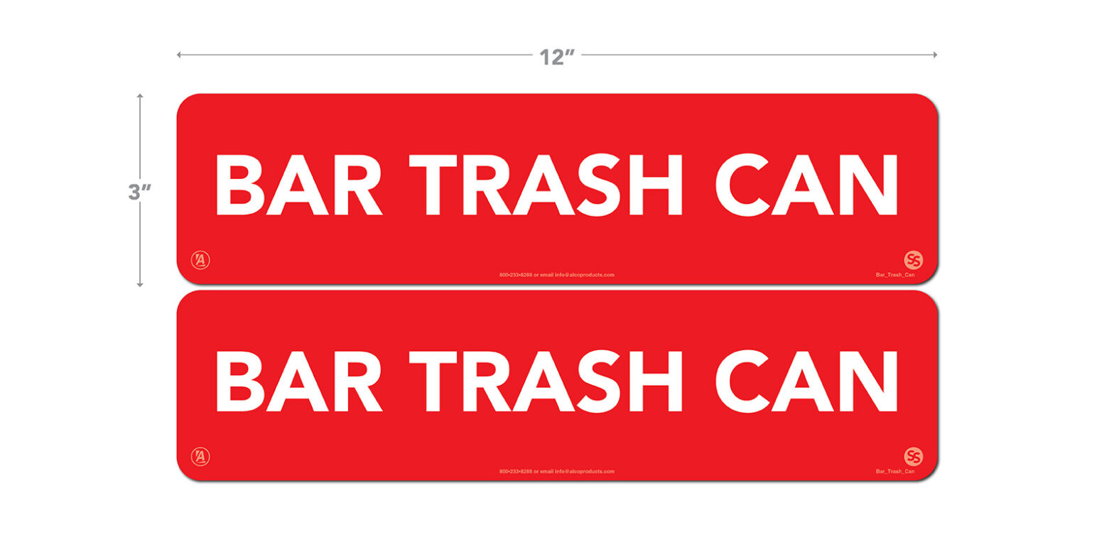 Bar Trash Can Decals - Alco Products