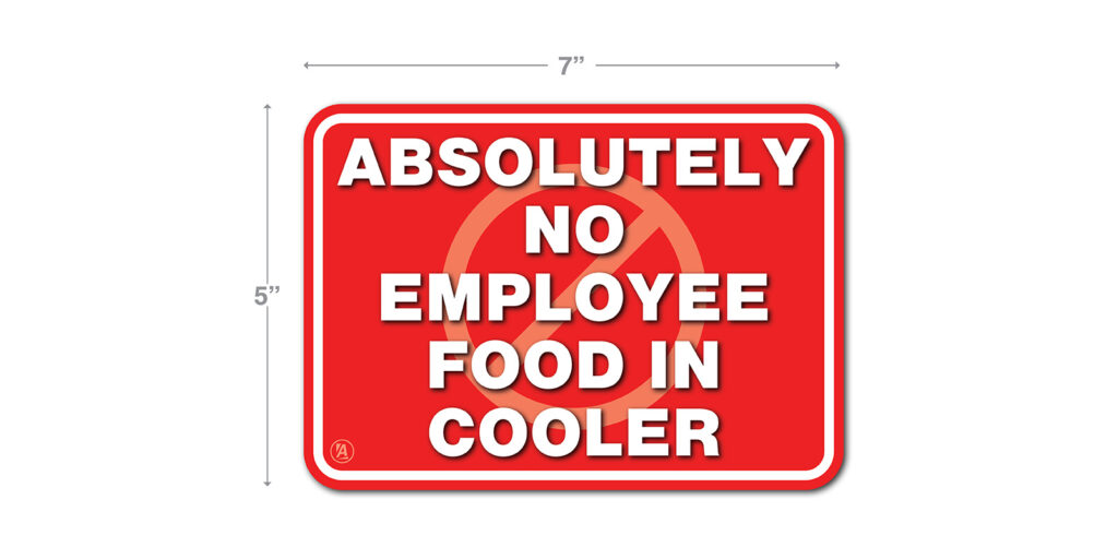 No Employee Food In Cooler Decal - Alco Products