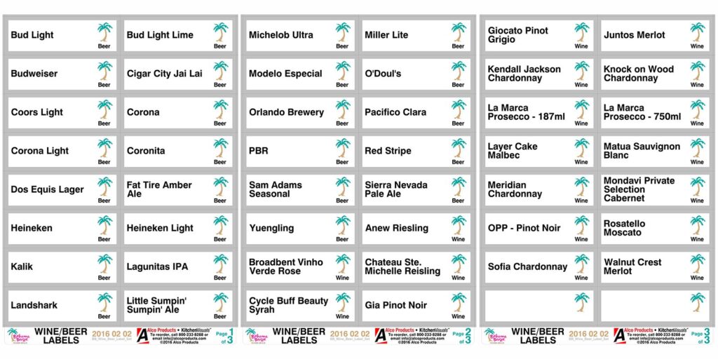 Wine / Beer Label Set - Alco Products