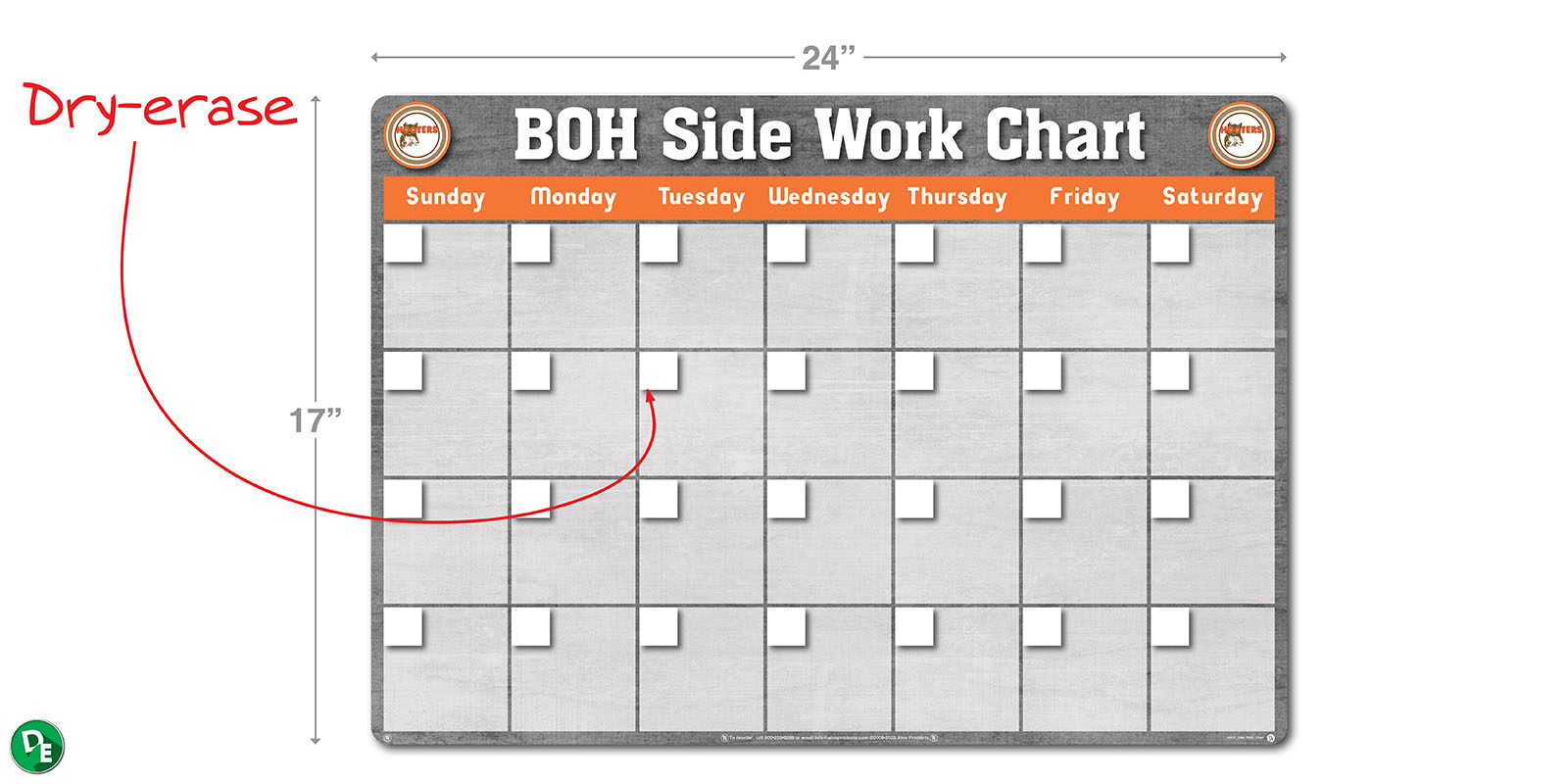 Hooters BOH Side Work Chart - Alco Products