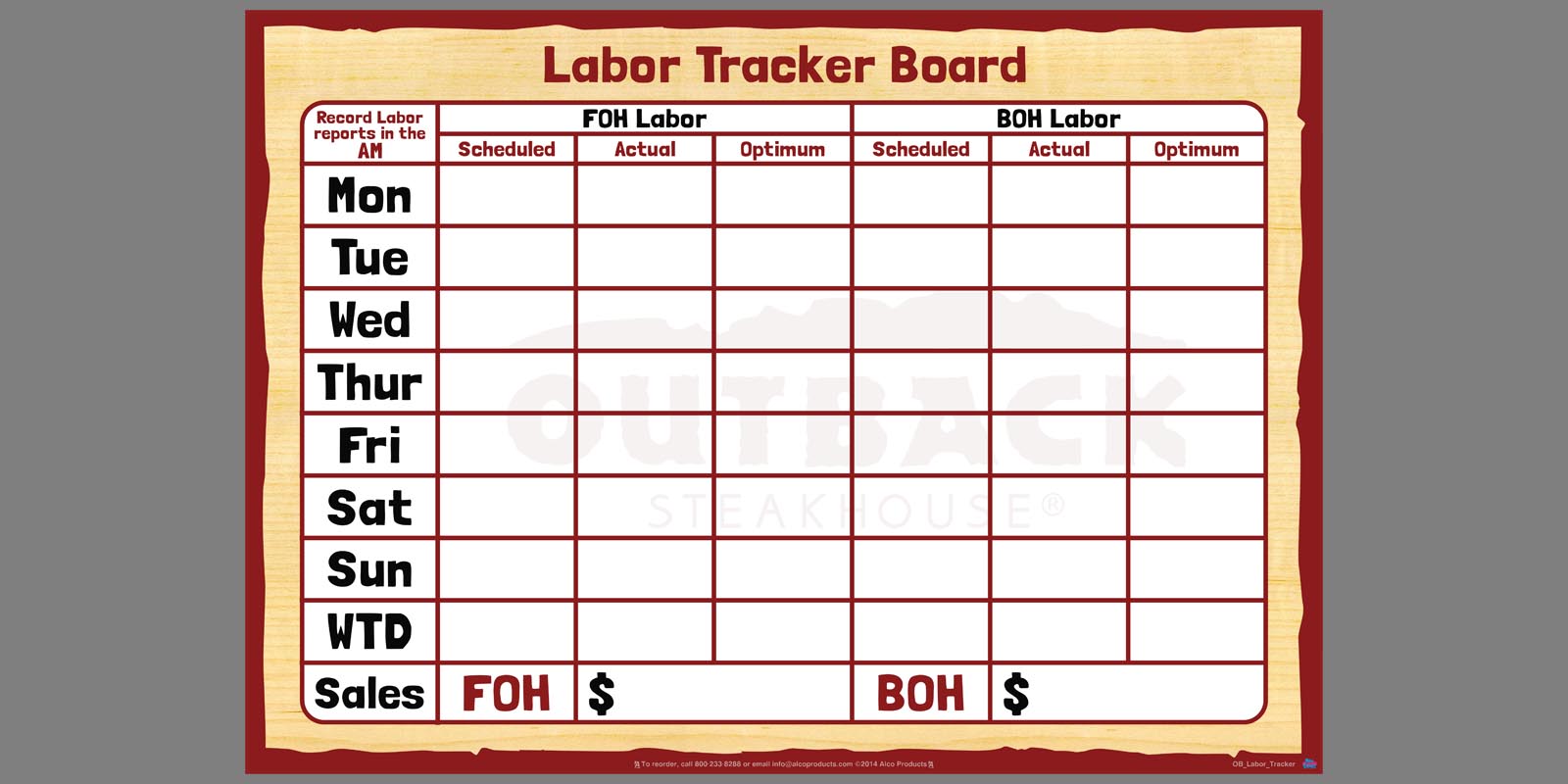 Outback Labor Tracker Comm Board - Alco Products
