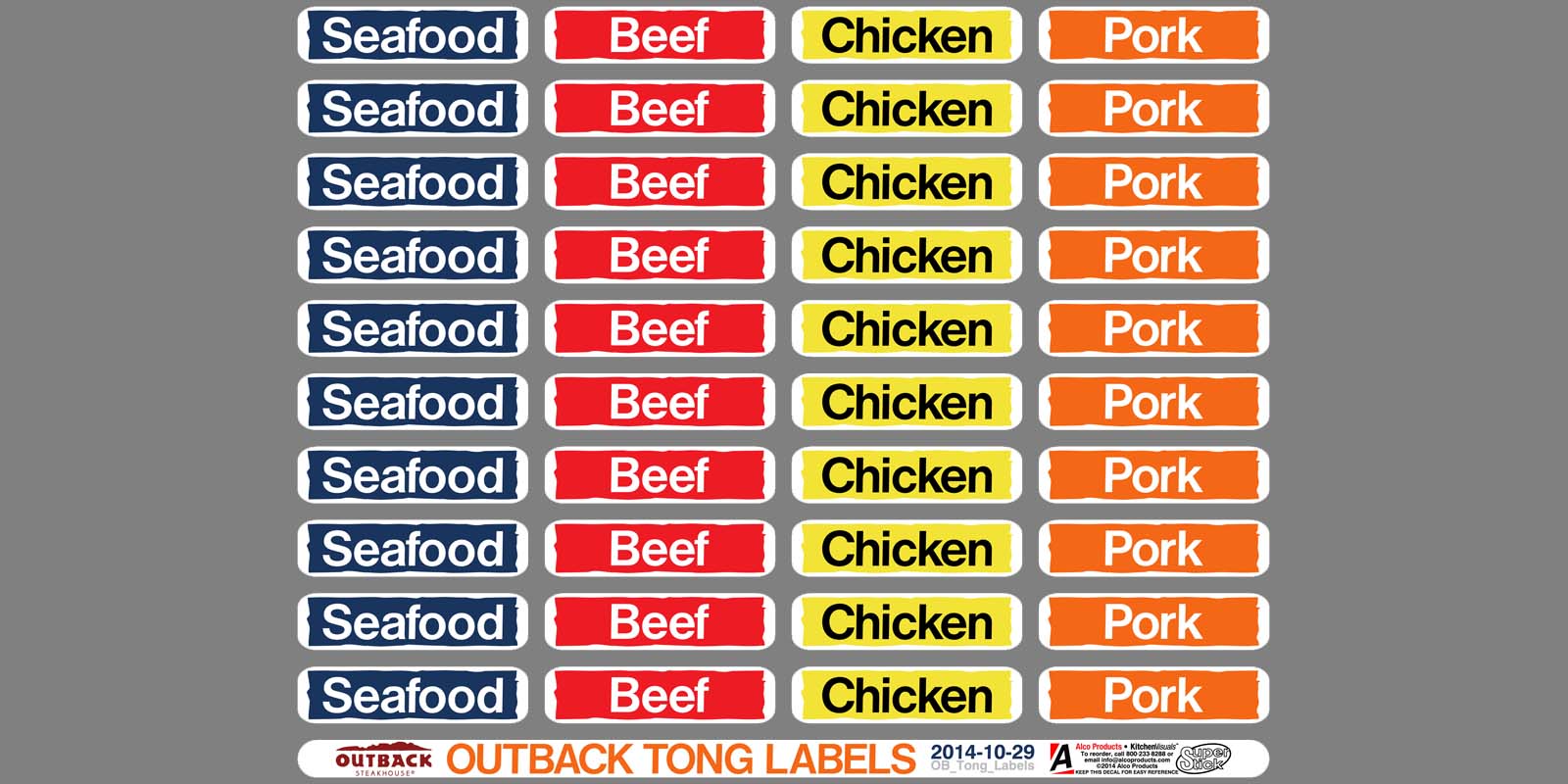 Outback Tong Labels - Alco Products