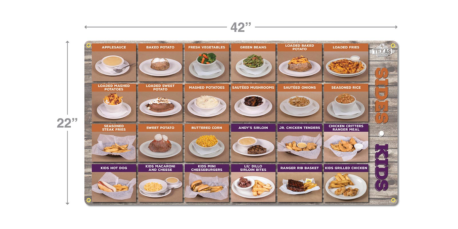 Texas Roadhouse Plating Presentation Sides Board - Alco Products