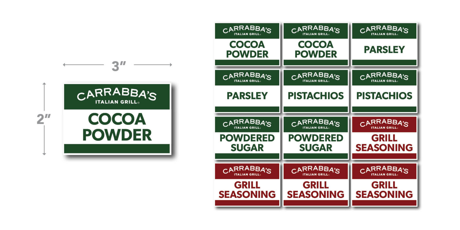 Carrabba's Shaker Label Set - Alco Products