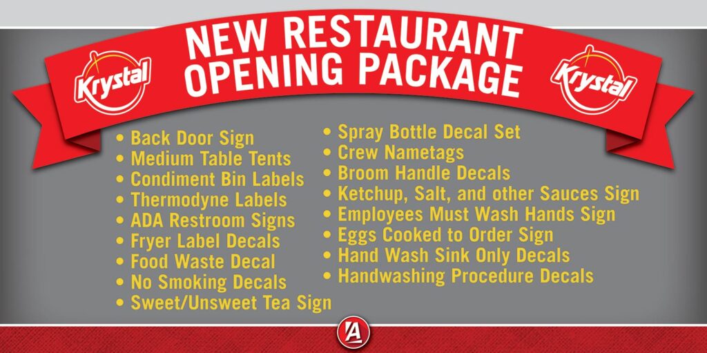 KRYSTAL New Restaurant Opening Package - Alco Products