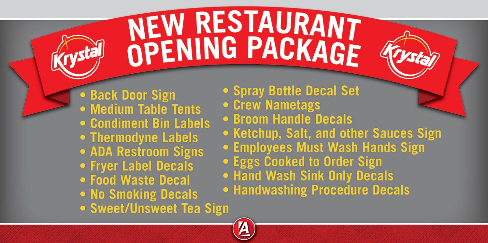 KRYSTAL New Restaurant Opening Package - Alco Products