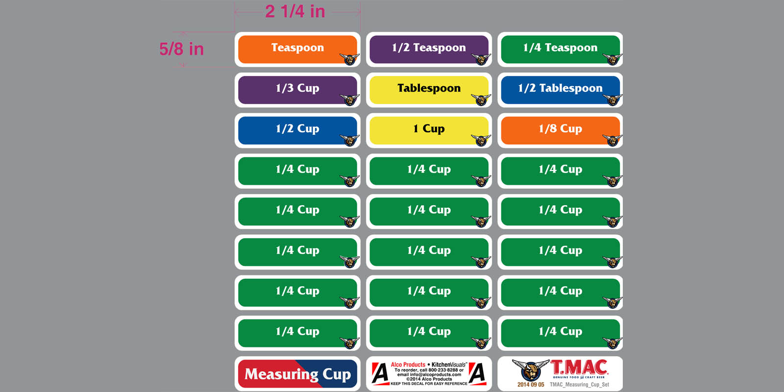 Taco Mac Measuring Cup Label Set - Alco Products